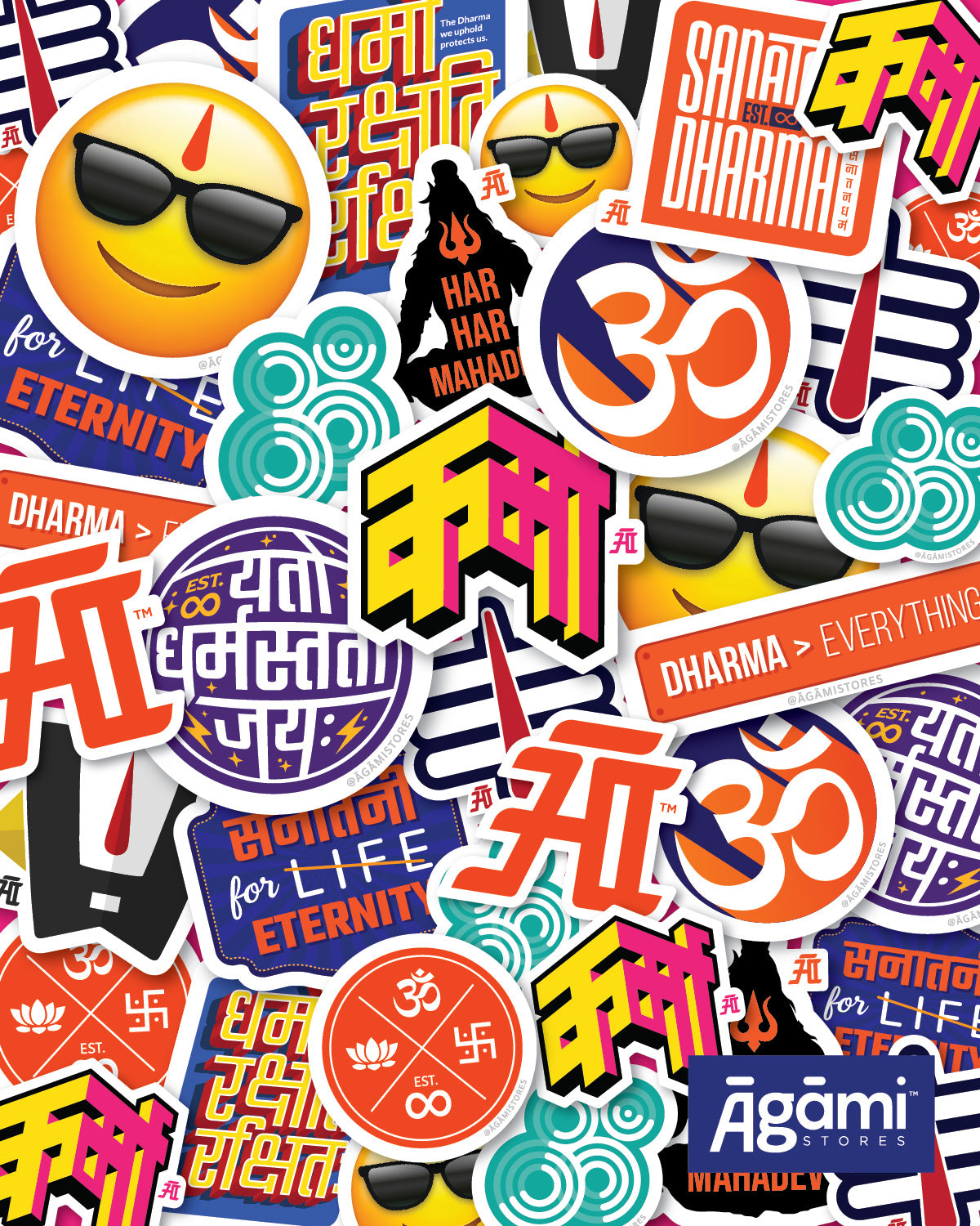 Pack of 30 Laptop & Mobile stickers (Mixed Designs) – Āgāmi Stores
